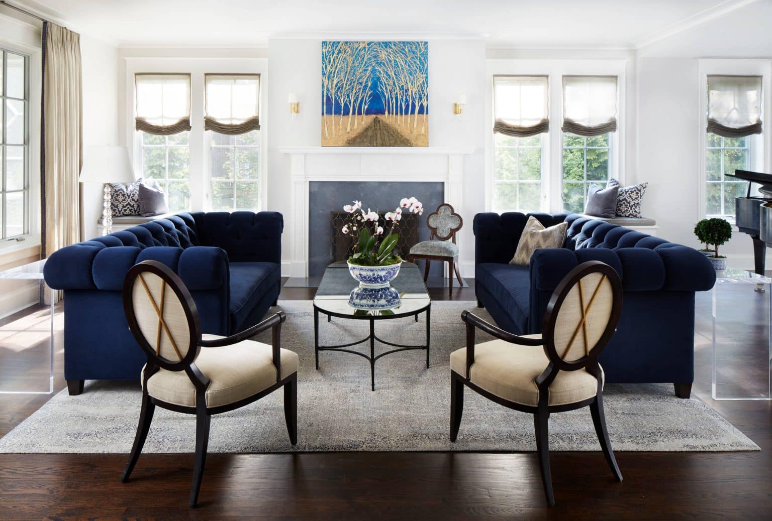 22 Ways to Style Blue Velvet Sofa Living Room Ideas - A House in the Hills