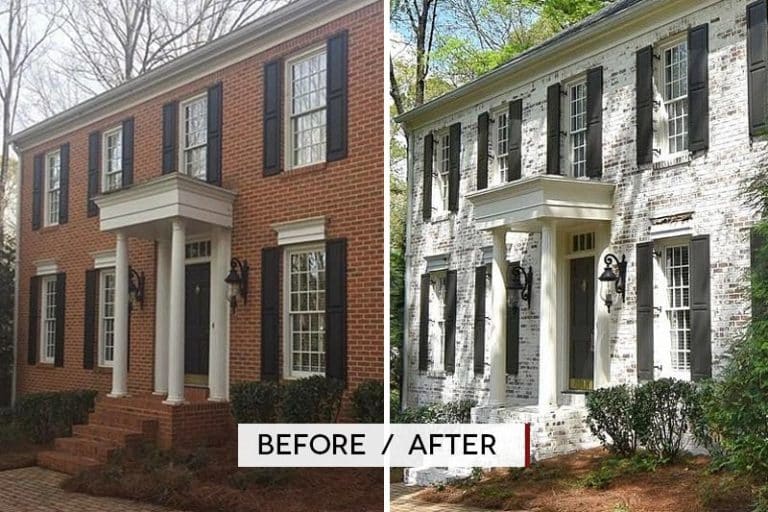 20 Before and After Limewash Brick Makeovers - A House in the Hills