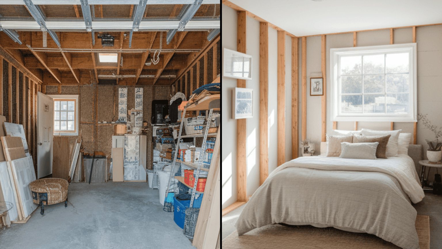 Garage Into Bedroom Before-and-After: Makeovers and Guide - A House in the Hills